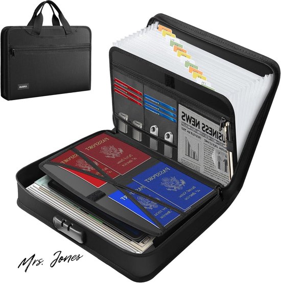 Mrs. Jones Accordeon-map met slot - meerdere vakken vuurvaste ...