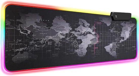 World Map LED RGB Gaming Mouse Pad with Lighting Modes - Large Desk Mat ...