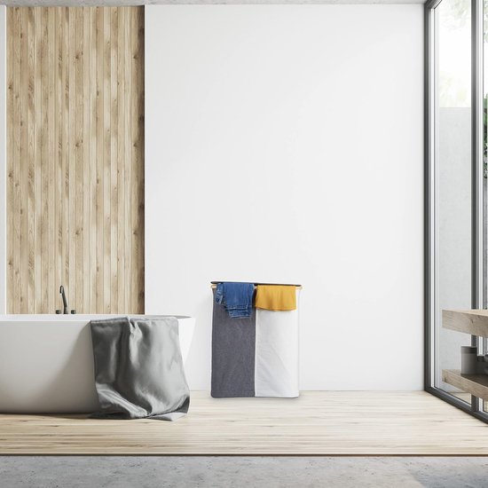 Dubbele Wasmand met Deksel | 110L Kleding Sorteerder met 2 Vakken ...