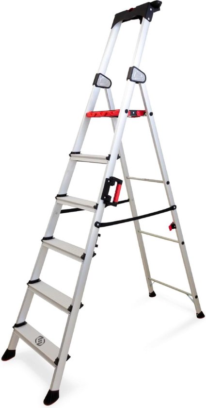 Equivera Huishoudtrap 6 Treden - Keukentrap - Trap Ladder ...