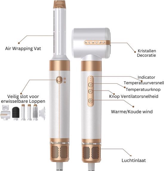Fohn met Diffuser - Haardroger Krullen - Haarfohn - Fohnborstel - Wit ...