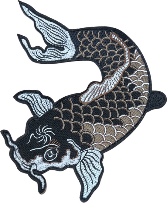 Koi Karper Vis XL Strijk Embleem Patch 15.5 cm / 19.5 cm / Bruin Zwart Wit | bol.com