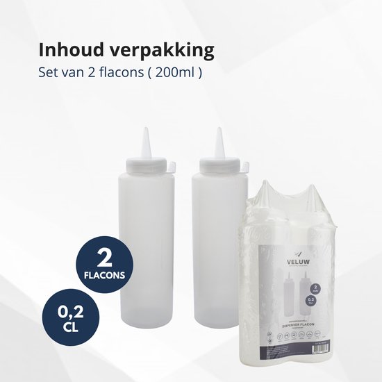 Veluw Dosing Bottle Squeeze Bottle Transparent - 200ml - Ø5x (H) 18.5cm ...
