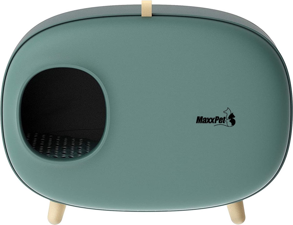 MaxxPet Kattenbak - Kattenhuisje incl. lade - 60 x 38 x 45cm - Groen ...