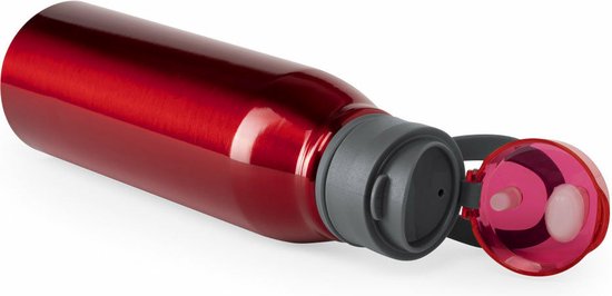 Aluminium waterfles/drinkfles/bidon/sportfles -2x - metallic rood ...