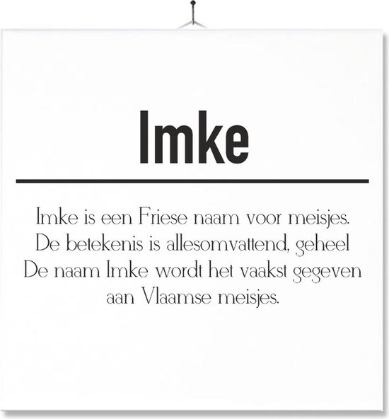 Tegel Met Opdruk | Betekenis | Kado | Cadeau | Met Naam - Imke | bol