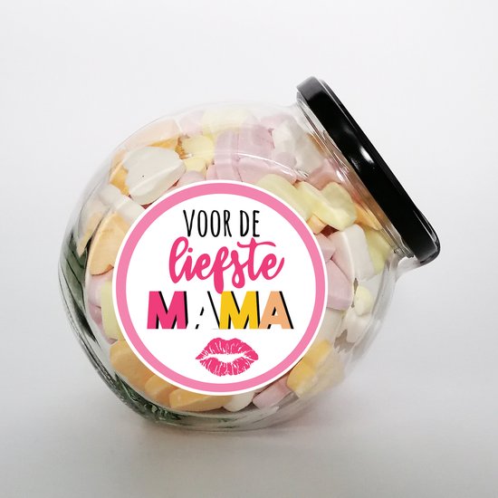 Moederdag cadeau - Snoeppot - "Voor de liefste Mama" vruchtenhartjes ...