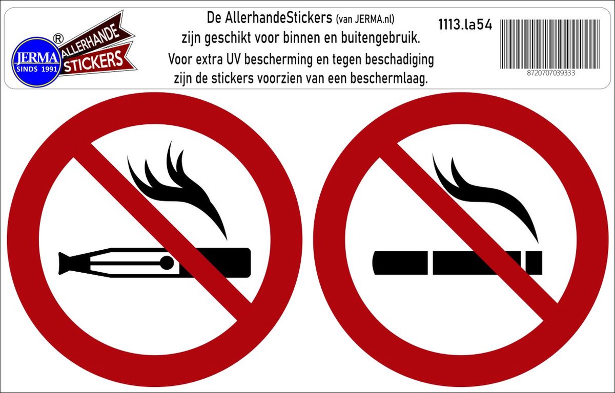 Vaping en Smoking verboden set 2 verkeersbord stickers | bol.com