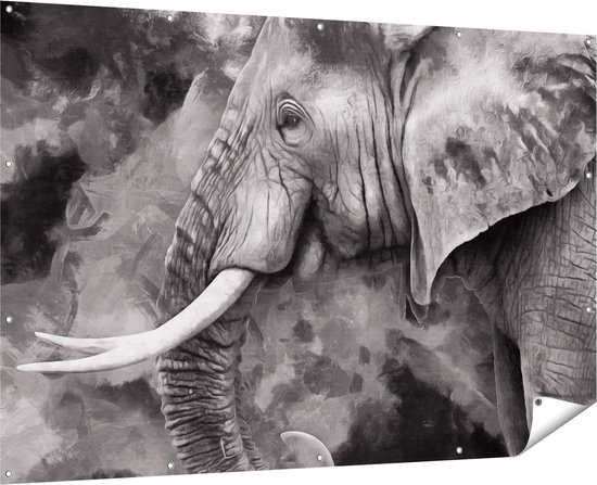 Gards Tuinposter Olifant - Abstract - Zwart Wit - 180x120 cm - Tuindoek ...