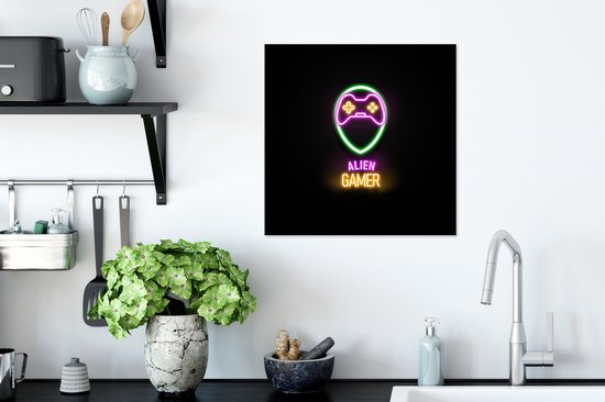 Game Poster - Gaming - Quotes - Neon - Alien gamer - Controller - 40x40 ...