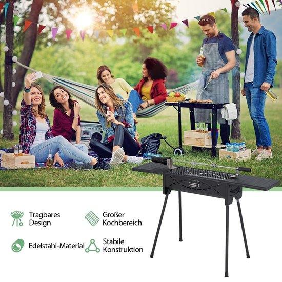 Coast Houtskool Grill Buiten Grill met Elektrische Frituur Vork ...