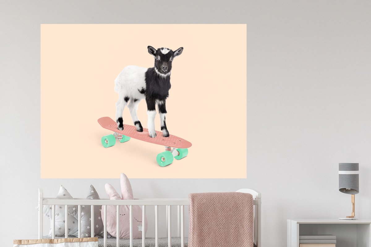 Muurstickers - Sticker Folie - Geit - Zwart - Skateboard - Wit - Dieren ...