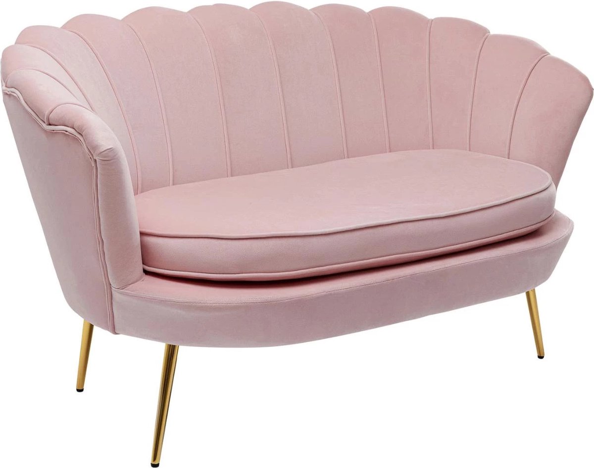 Velvet Schelp bank - Lichtroze met gouden onderstel | bol.com