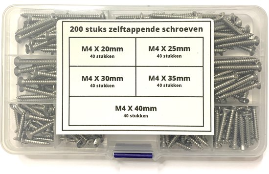 Schroeven set 200 delig – Schroeven – M4 - RVS - Schroeven assortiment ...