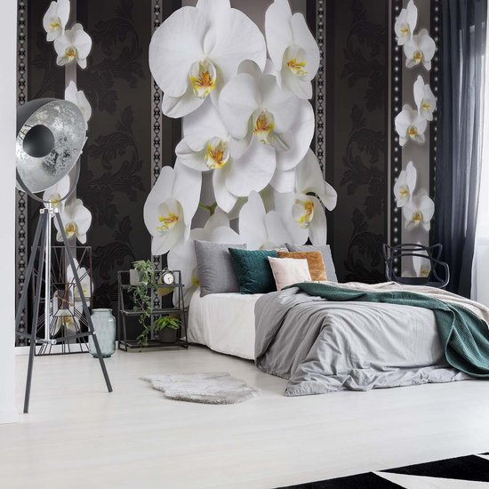 Fotobehang Flowers Floral Orchids Pattern | XXL - 206cm x 275cm | 130g/m2 Vlies | bol.com