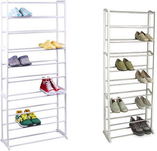 Metalen Schoenenrek voor 30 Paar Schoenen - Wit, Eenvoudig Monteer baar ...