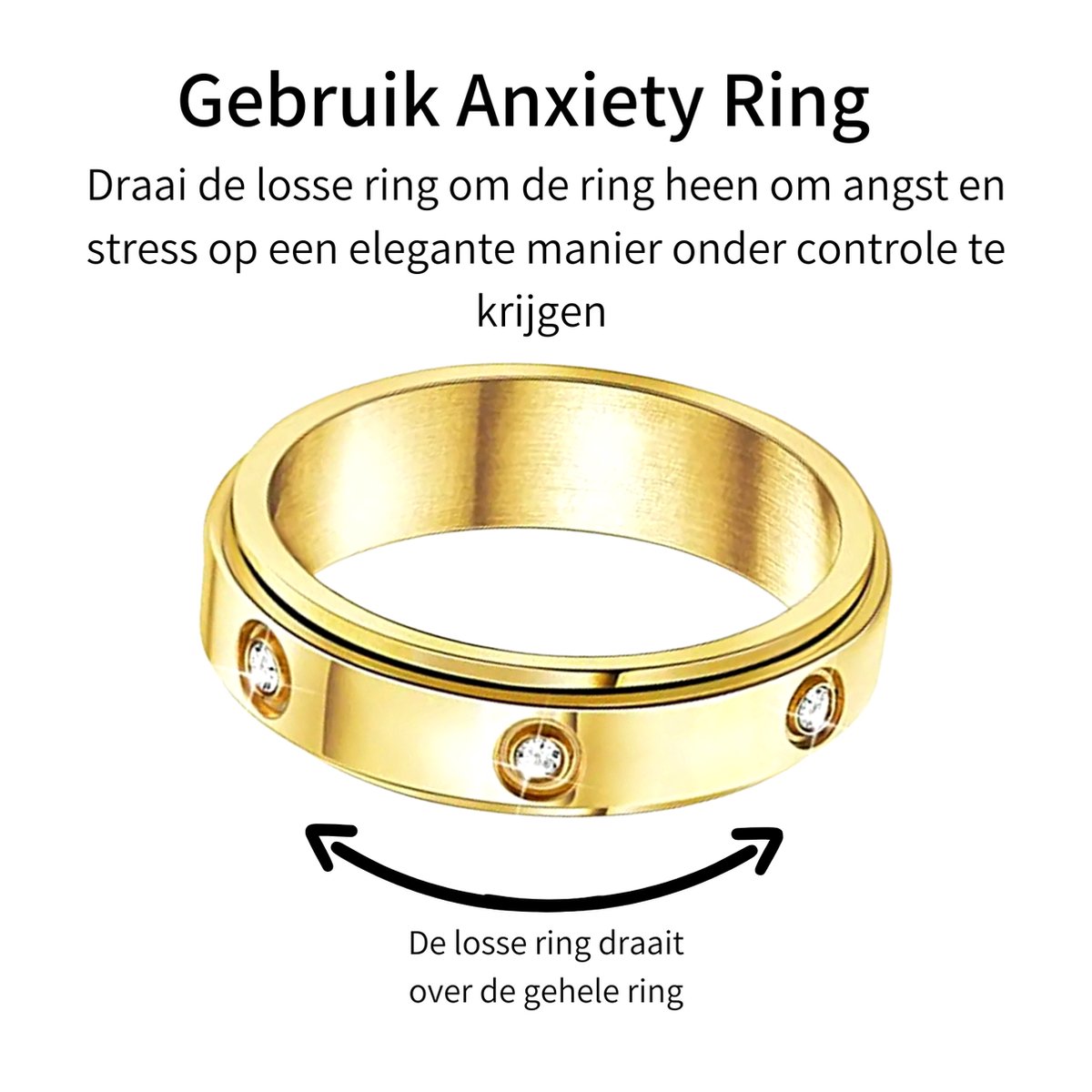 Anxiety Ring - (Zirkonia) - Stress Ring - Fidget Ring - Anxiety Ring ...
