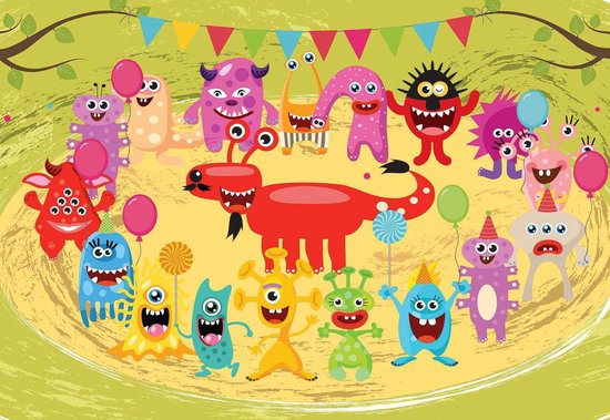 Fotobehang - Vlies Behang - Vrolijke en Grappige Monstertjes - 520 x ...