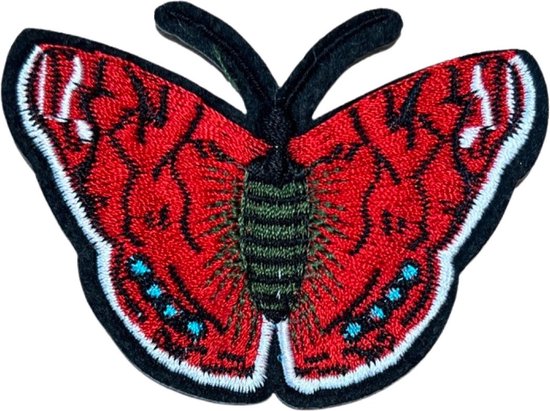Vlinder Rood Zwart Strijk Applicatie Patch 8 cm / 6 cm / Rood Zwart | bol