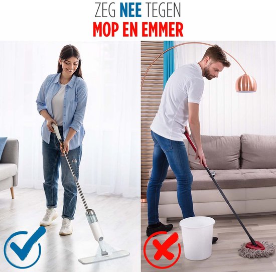Vitapur Dweilsysteem - Spray Mop - 360° Draaibaar - 2 Microvezel Pads | bol