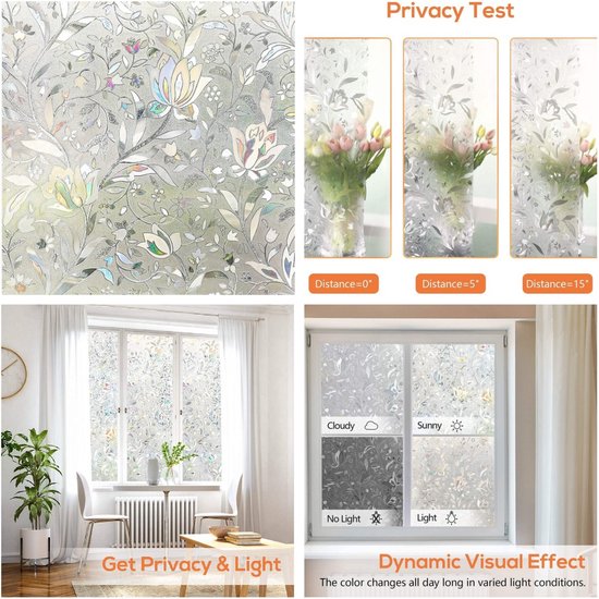 Raamfolie - Statisch - Zonwerend - Anti inkijk - Zelfklevend ...