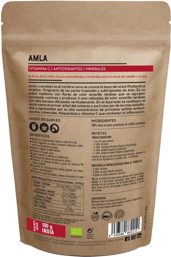 Orgánica Superfoods SL - Biologisch Amla-poeder - 100 g | bol