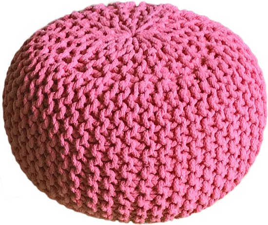 SVJ Poef Rond - 55 x 55 x 37 cm - Katoen - Roze | bol