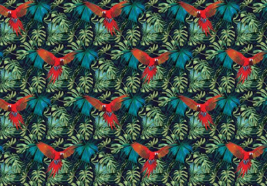 Fotobehang - Vlies Behang - Rode Jungle Papegaaien - 254 x 184 cm | bol