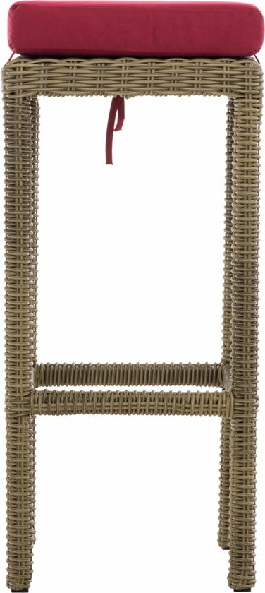 Barkruk Brivu - Rotan - Robijnrood/ Houtkleur - Barstoelen buiten of ...
