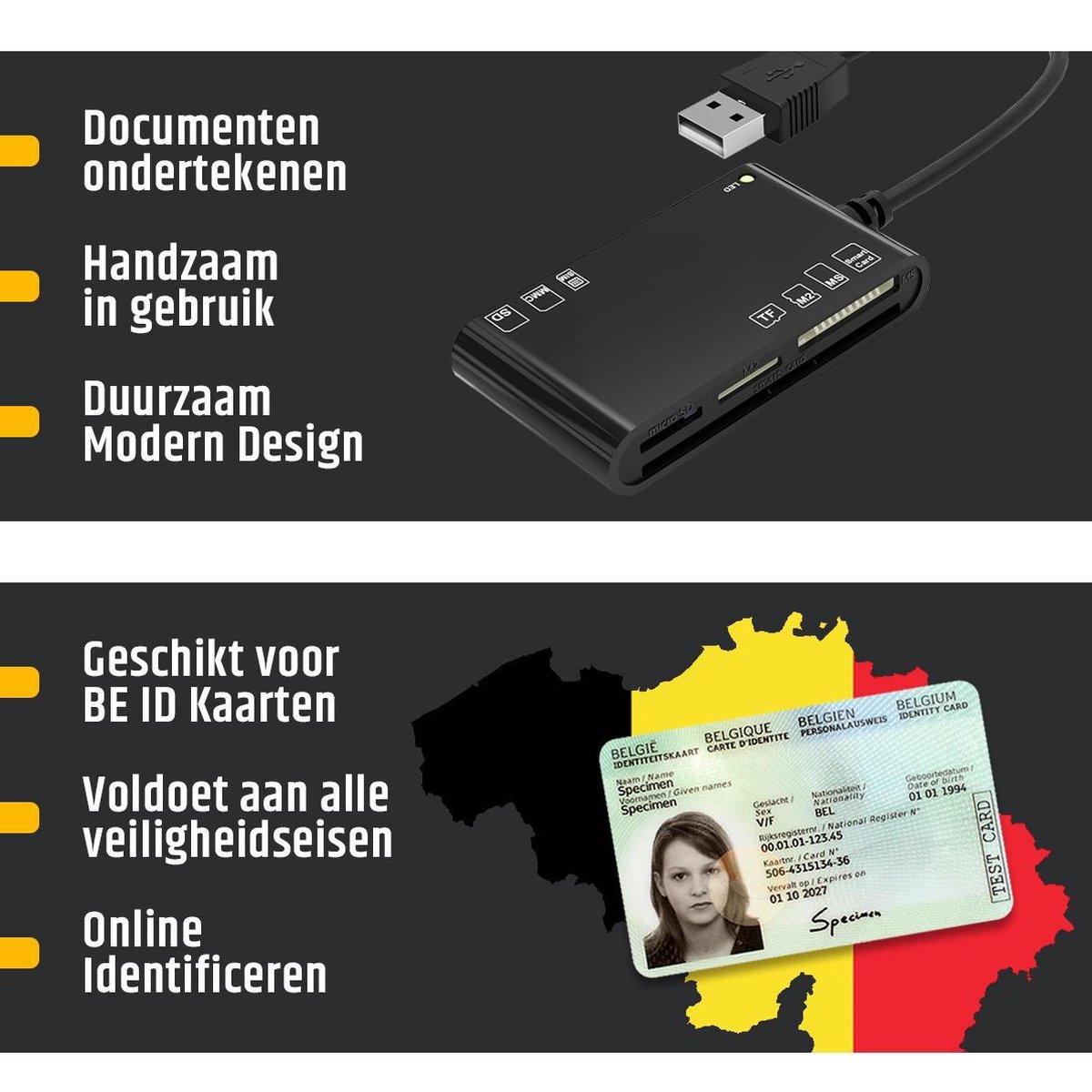 Techport lecteur de carte d' identité - Lecteur de cartes Carte d ...