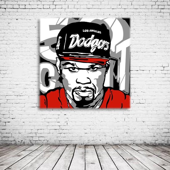 Pop Art 50 Cent Canvas - 80 x 80 cm - Canvasprint - Op dennenhouten ...