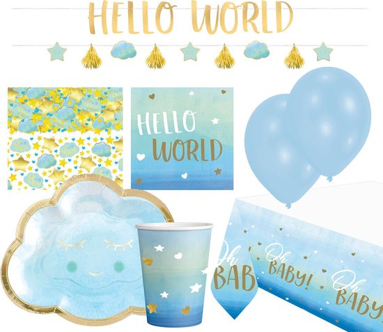 Amscan Feestset Hello World Boy Papier Blauw 46-delig | bol.com