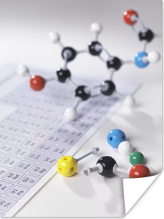 Poster Moleculair model naast periodiek systeem - 90x120 cm | bol