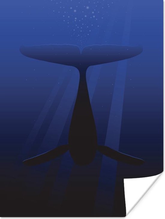 Poster Een vector tekening van de staart van een walvis - 90x120 cm | bol