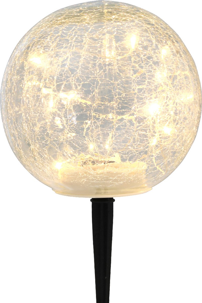 Solarlamp | Glas | 2 Stuks | Led | 15 cm | Craquele | Bol |Warm Licht ...