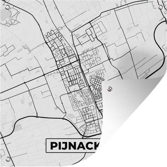 Tuin poster Kaart - Pijnacker - Zwart - Wit - 200x200 cm - Tuindoek ...