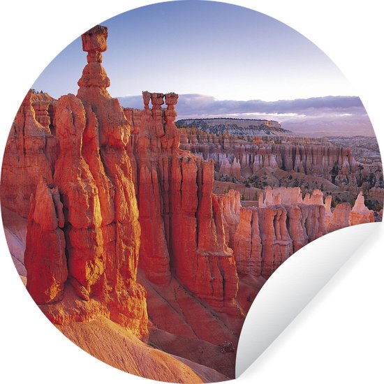 WallCircle - Muurstickers - Behangcirkel - Roze en oranje rotsen in het ...