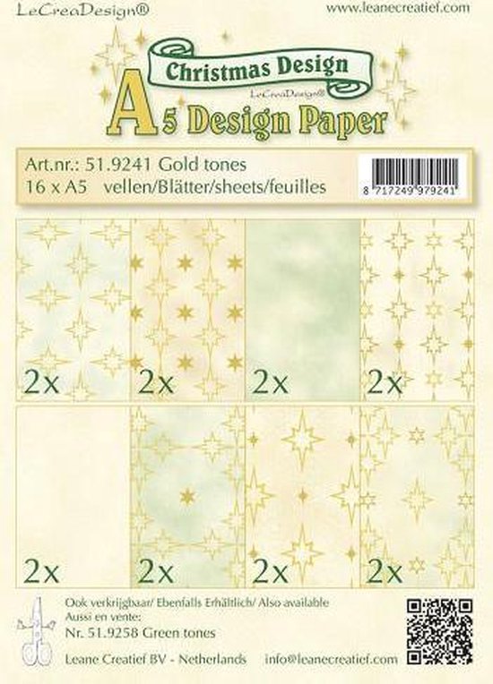 Assortiment de papiers Design tons or de Noël 16xA5 | bol.com