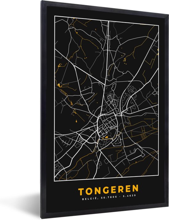 Fotolijst incl. Poster - Goud - Tongeren - Plattegrond - Stadskaart ...
