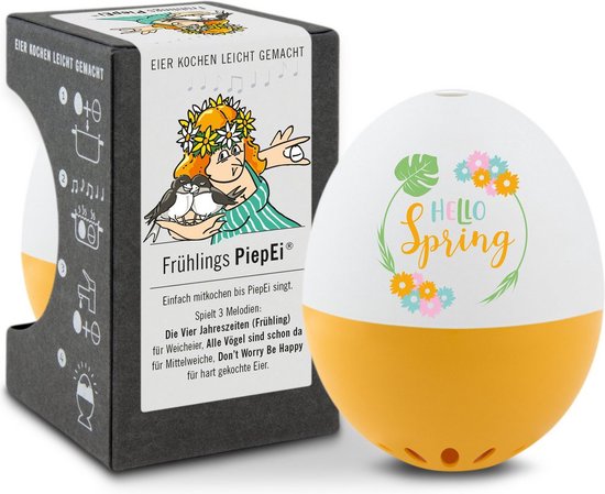 Brainstream Piepei - Eierwekker - Hello Spring - Geel | bol.com