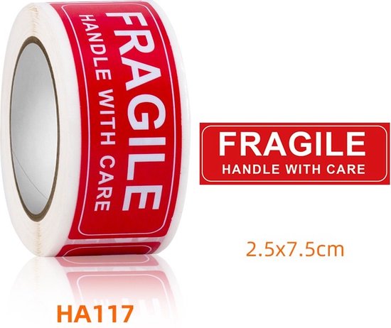 Fragiel Stickers 2.5x7.5cm 150 stuks op rol | bol