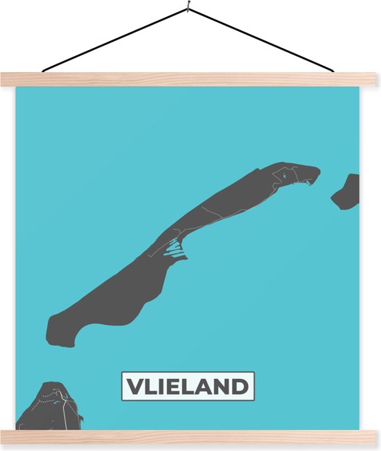 Posterhanger incl. Poster - Schoolplaat - Kaart - Vlieland - Eiland - Stadskaart -... | bol