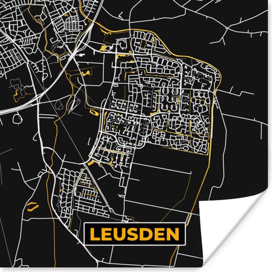 Poster Leusden - Stadskaart - Goud - Kaart - Plattegrond - 100x100 cm ...
