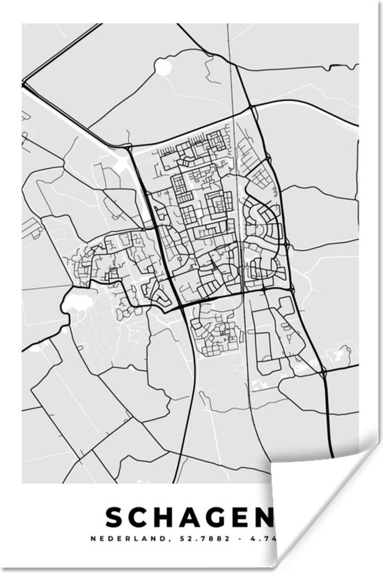Poster Kaart - Schagen - Plattegrond - Stadskaart - 40x60 cm | bol.com