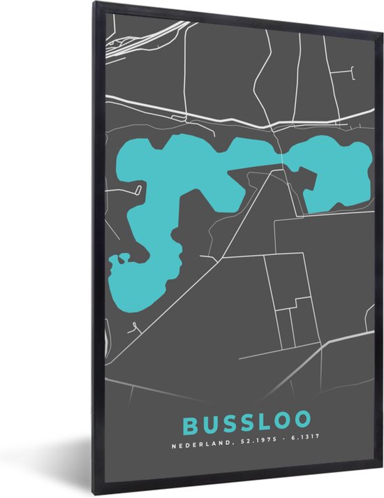 Fotolijst incl. Poster - Stadskaart - Bussloo - Plattegrond - Water ...