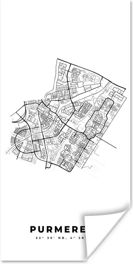 Poster Plattegrond – Purmerend – Zwart Wit – Stadskaart - Kaart ...