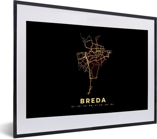 Fotolijst incl. Poster - Breda - Stadskaart - Plattegrond - Kaart ...