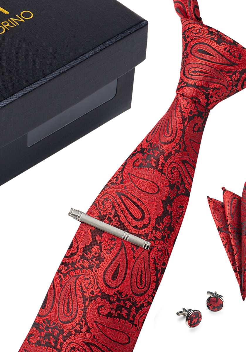 Massi Morino, stropdas met pochet, hoogwaardige set inclusief ...