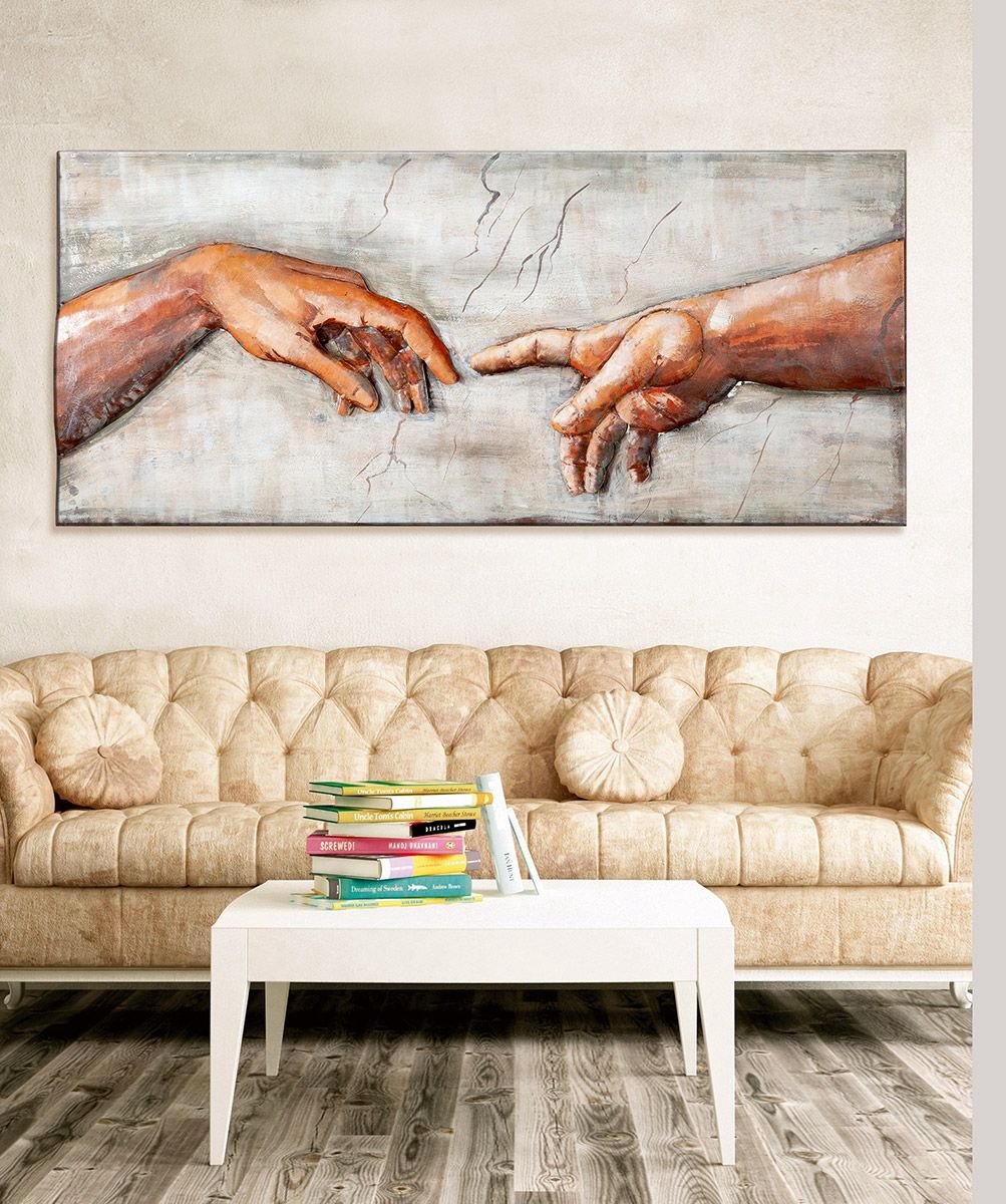 Schilderij - metalen schilderij - Schepping van Adam - handgeschilderd ...