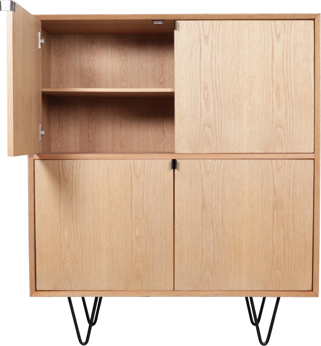 Furnified - Hoog Dressoir Eik - Bob - Scandinavisch (100cm) - Zwarte ...